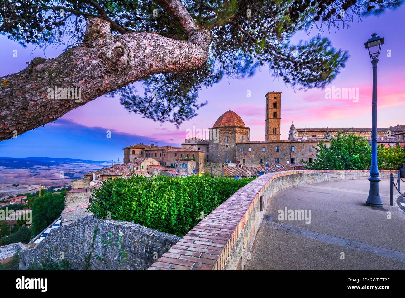 Volterra, Tuscany. Panoramic view of historical Tuscan town with old ...