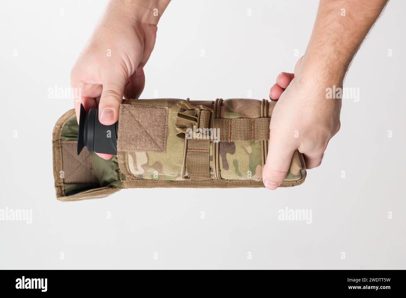 Bag - pixel military style case for monocular storage isolated on white ...