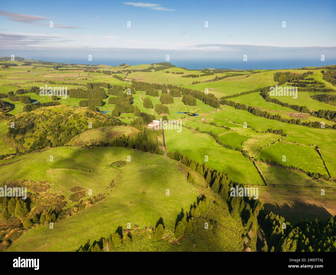 Hot and geothermal pools with park and mountains with forest in the ...