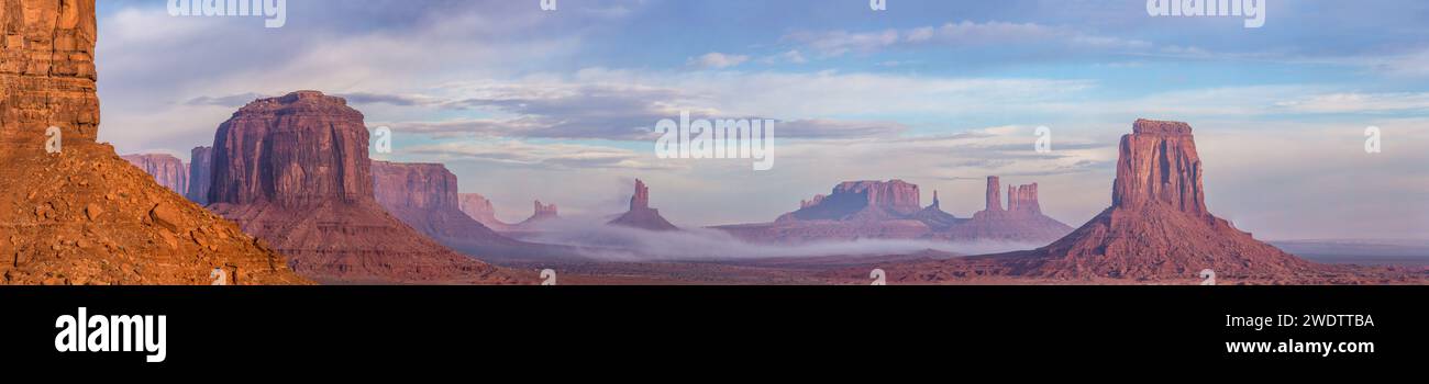 Foggy morning North Window view of the Utah monuments in the Monument ...