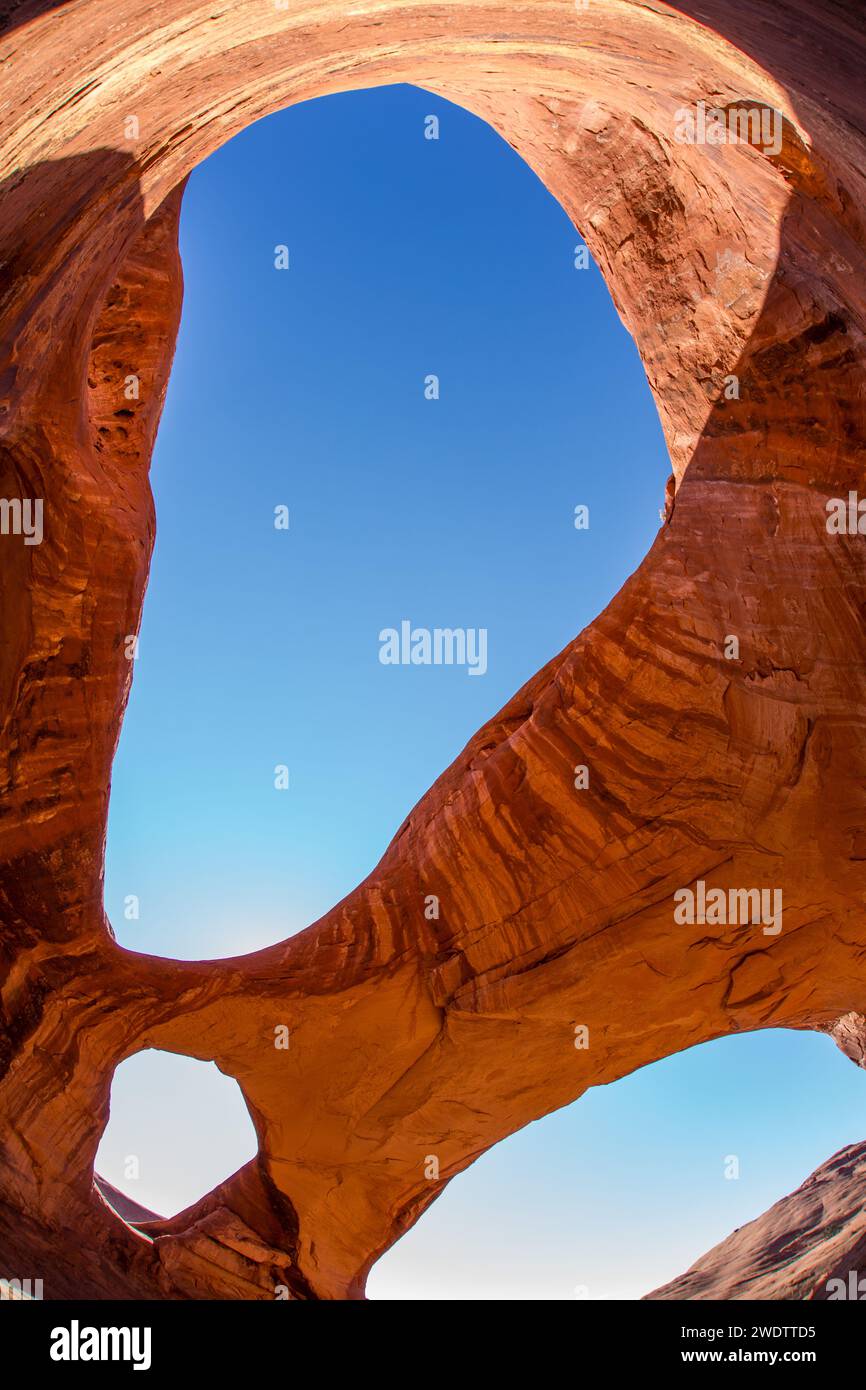 Spiderweb Arch, a large natural double arch in the Monument Valley ...