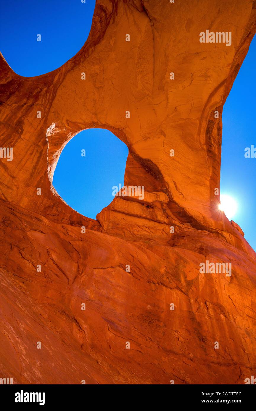 Spiderweb Arch, a large natural double arch in the Monument Valley ...