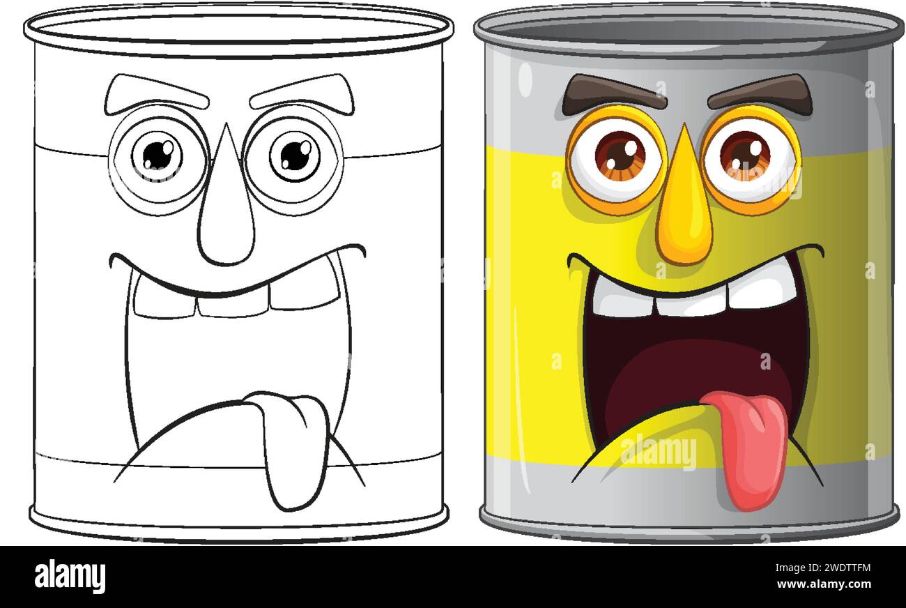 Two animated cans showing different joyful expressions Stock Vector ...