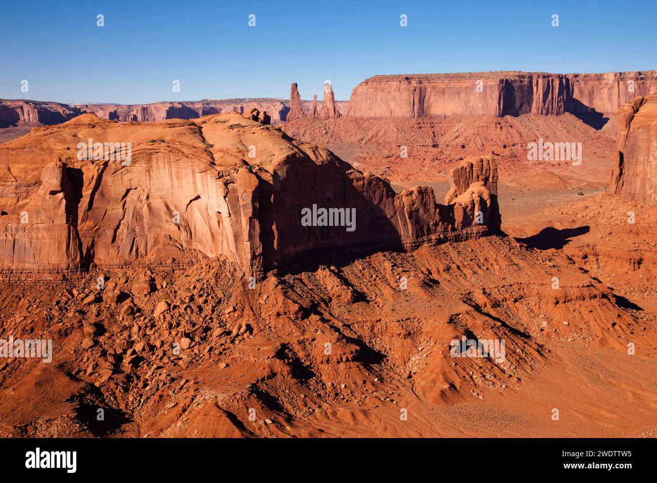 Aerial view from a hot-air balloon of Cly Butte & the Three Sisters in ...