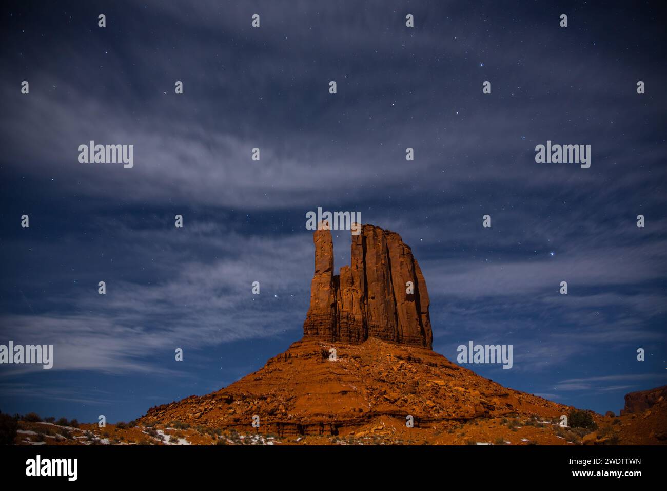 Winter stars & clouds over the moonlit West Mitten at night in the ...