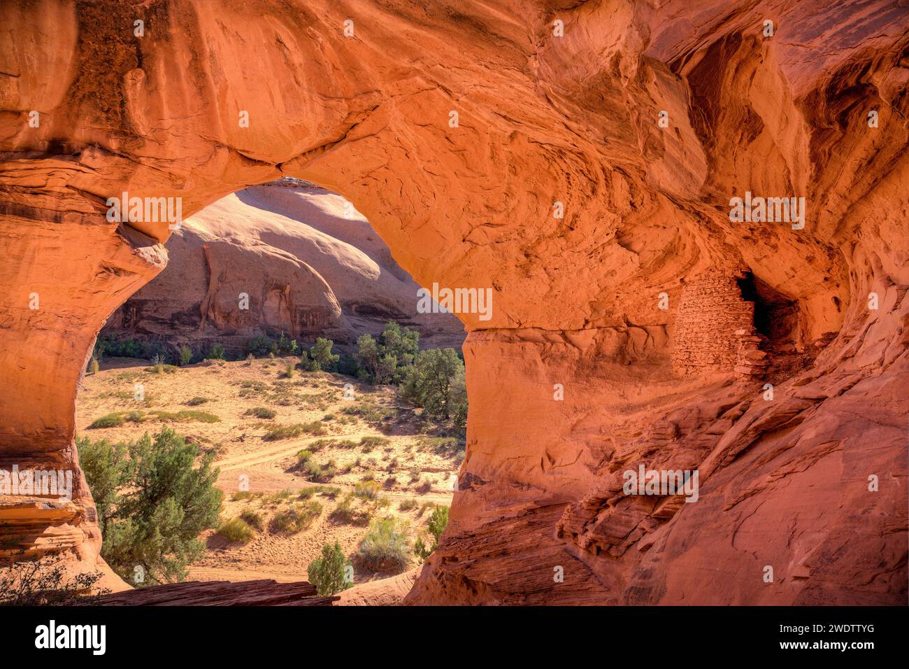 An Ancestral Puebloan ruin inside Honeymoon Arch in Mystery Valley in ...