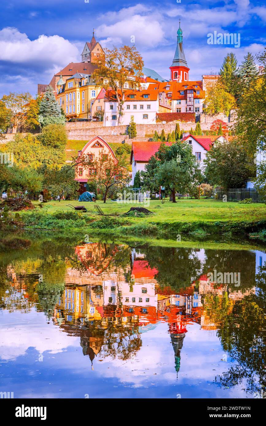 Loket, Czech Republic. Colorful medieval small town in Sudetenland ...
