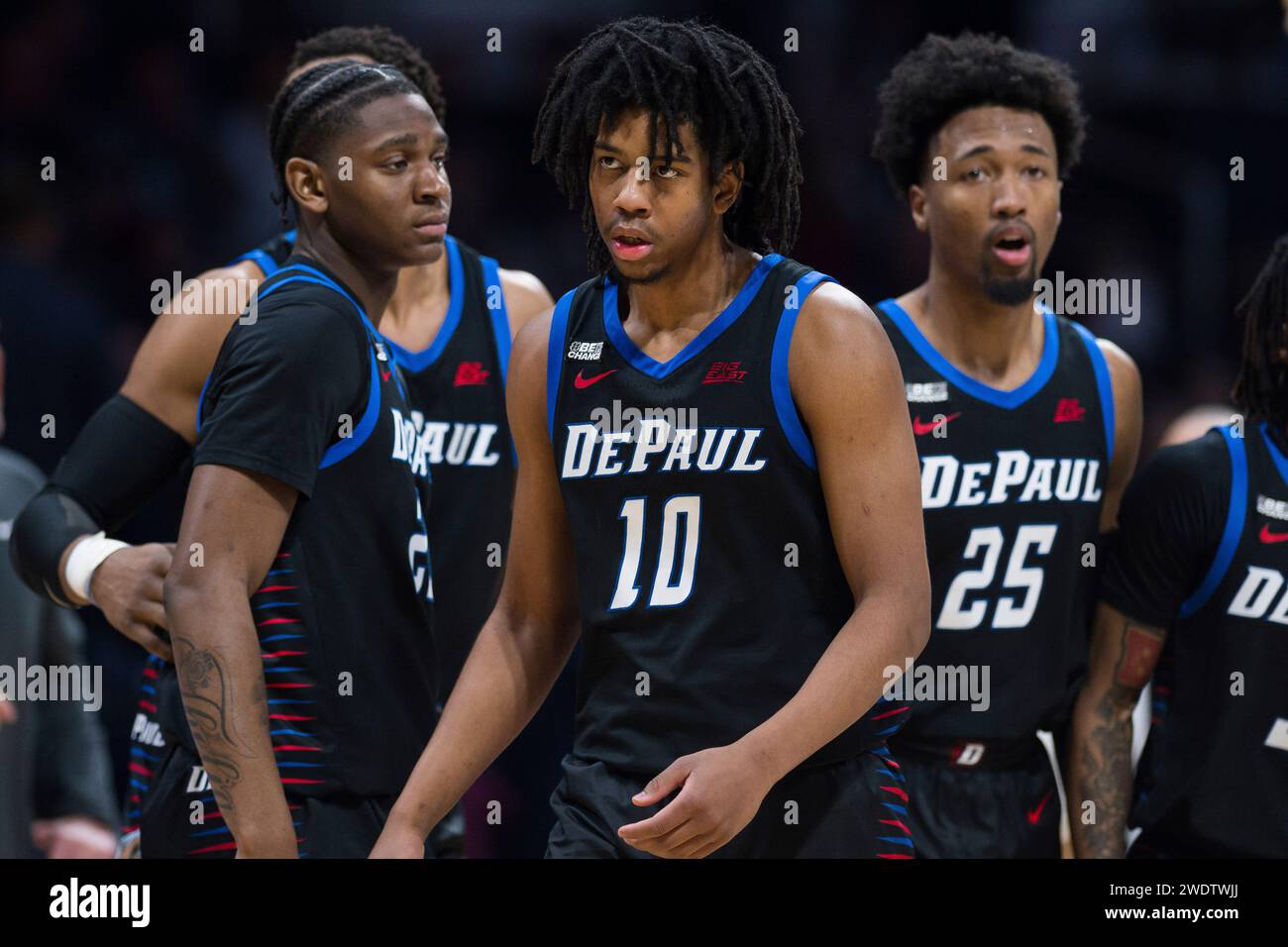 INDIANAPOLIS, IN - JANUARY 20: DePaul Blue Demons guard Jaden Henley ...