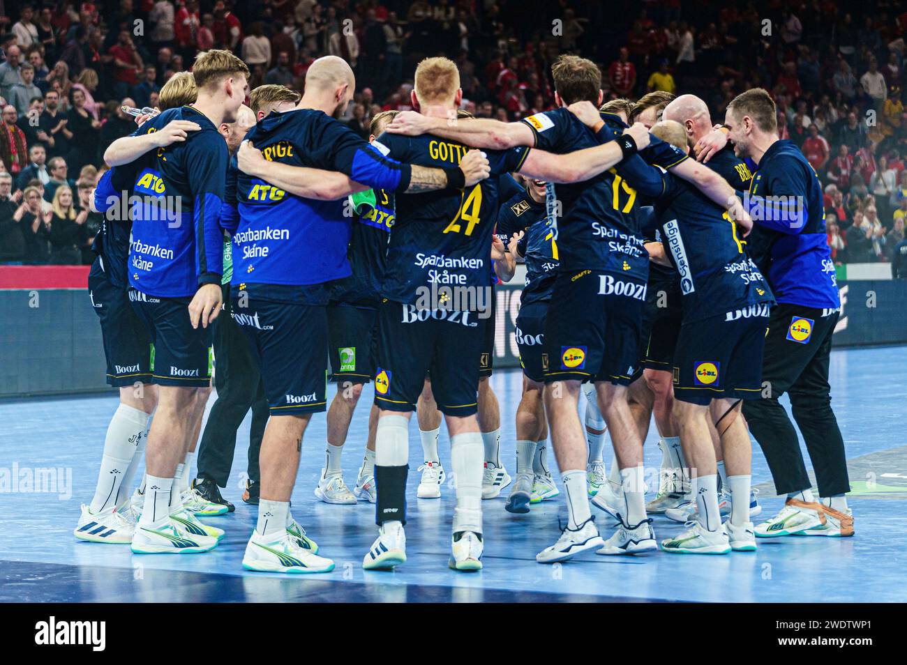 Hamburg, Deutschland. 21st Jan, 2024. Schweden jubelt/Jubel nach Sieg/Spielende GER, Schweden vs ...
