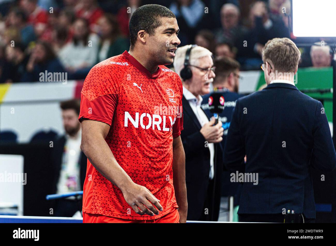Hamburg, Deutschland. 21st Jan, 2024. Mads Mensah Larsen (Daenemark, #22) GER, Norwegen vs ...
