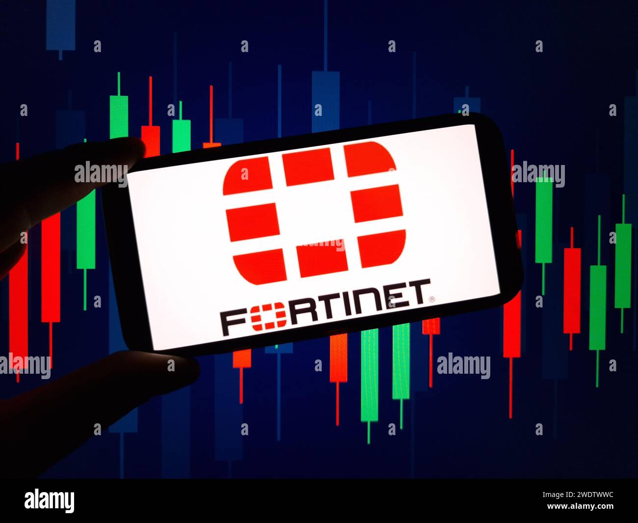 Konskie, Poland - January 21, 2024: Fortinet company logo displayed on ...