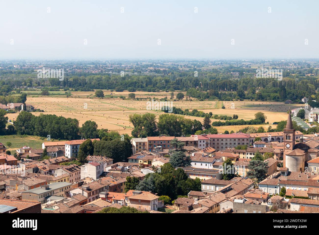 the countryside surrounding the city of Cremona seen from Torrazzo ...