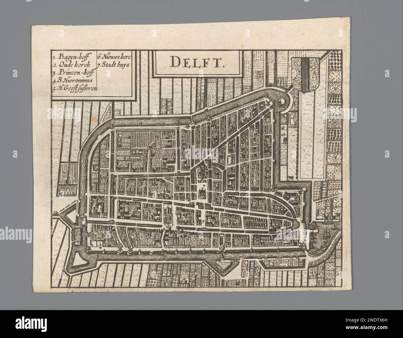 Map of Delft, Anonymous, 1652 print Amsterdam paper etching maps of ...
