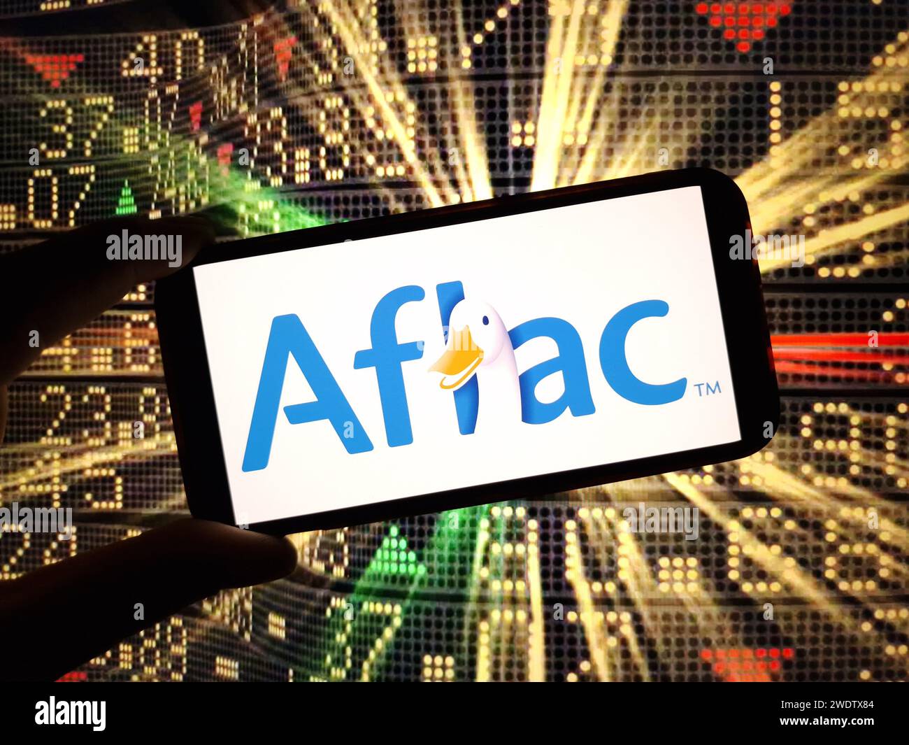 Konskie, Poland - January 21, 2024: Aflac company logo displayed on ...