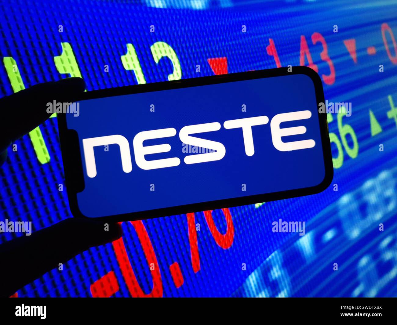 Konskie, Poland - January 21, 2024: Neste company logo displayed on ...