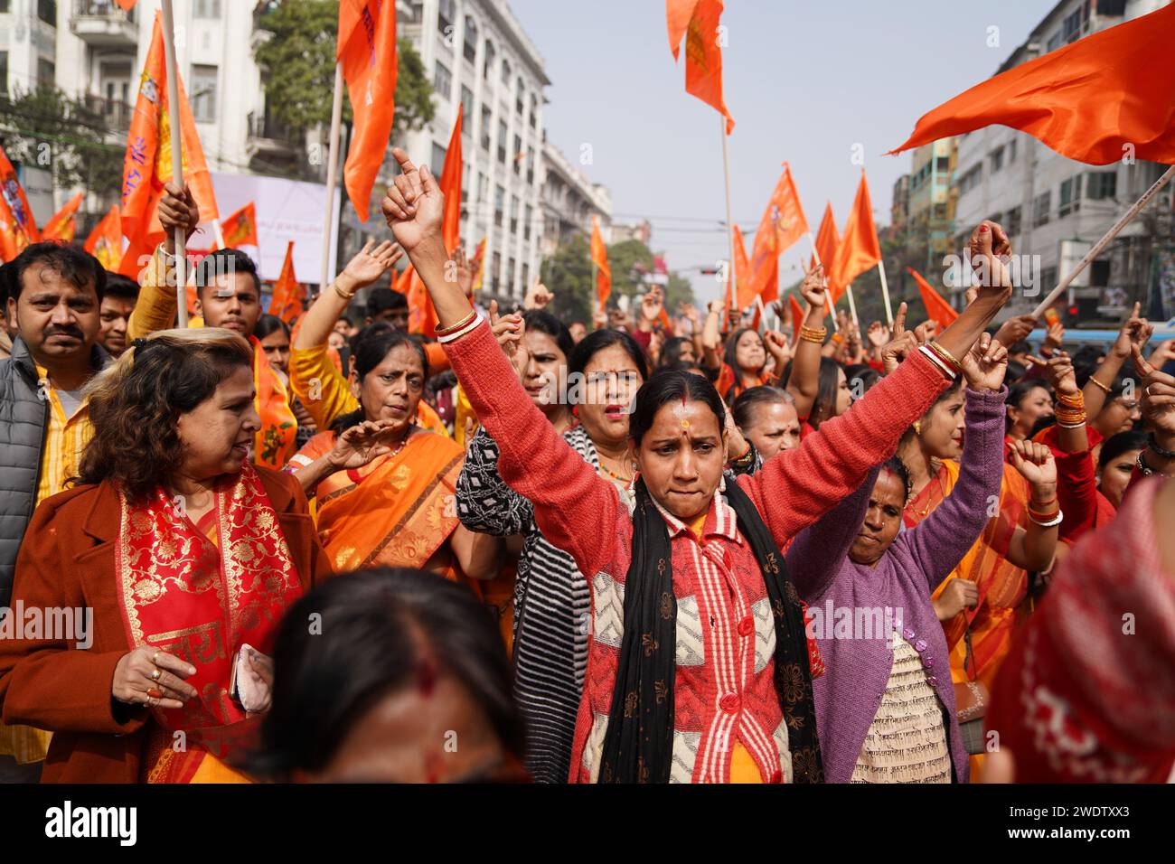 Kolkata, West Bengal, India. 22nd Jan, 2024. In a burst of color and festivity, Kolkata ...