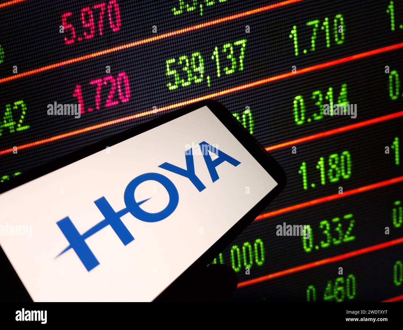 Konskie, Poland - January 21, 2024: Hoya company logo displayed on ...