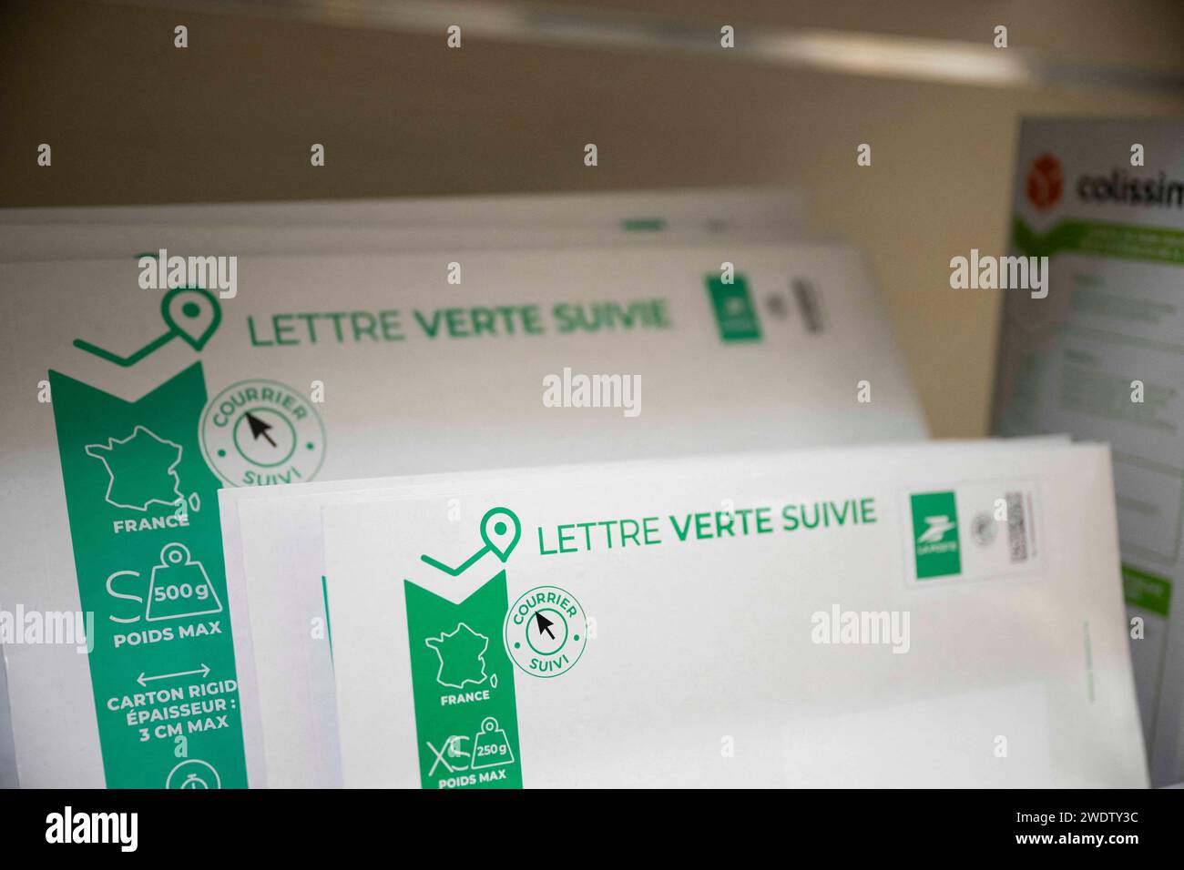 Paris, France. 22nd Jan, 2024. Illustration of La Poste products and a ...