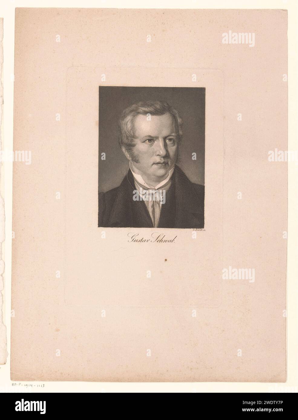 Portret van Gustav Schwab, Karl Barth, 1844 print Germany paper steel ...
