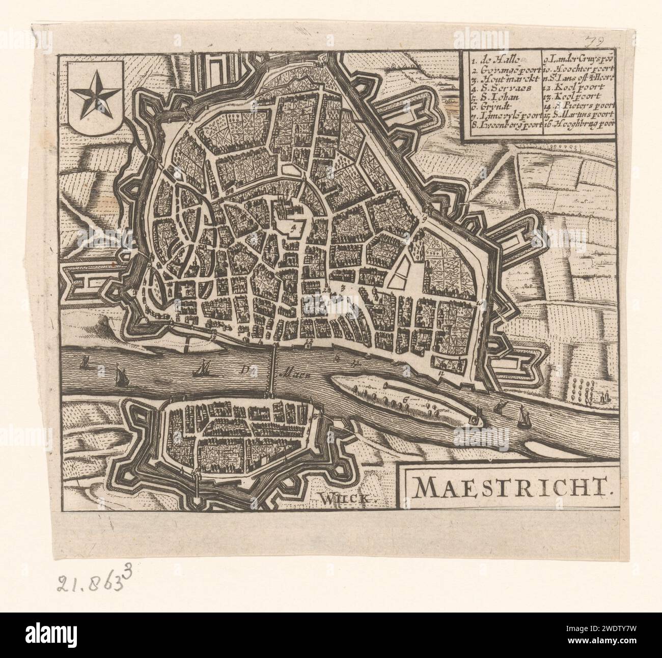 Map of Maastricht, Anonymous, 1660 - 1662 print Netherlands paper etching maps of cities ...