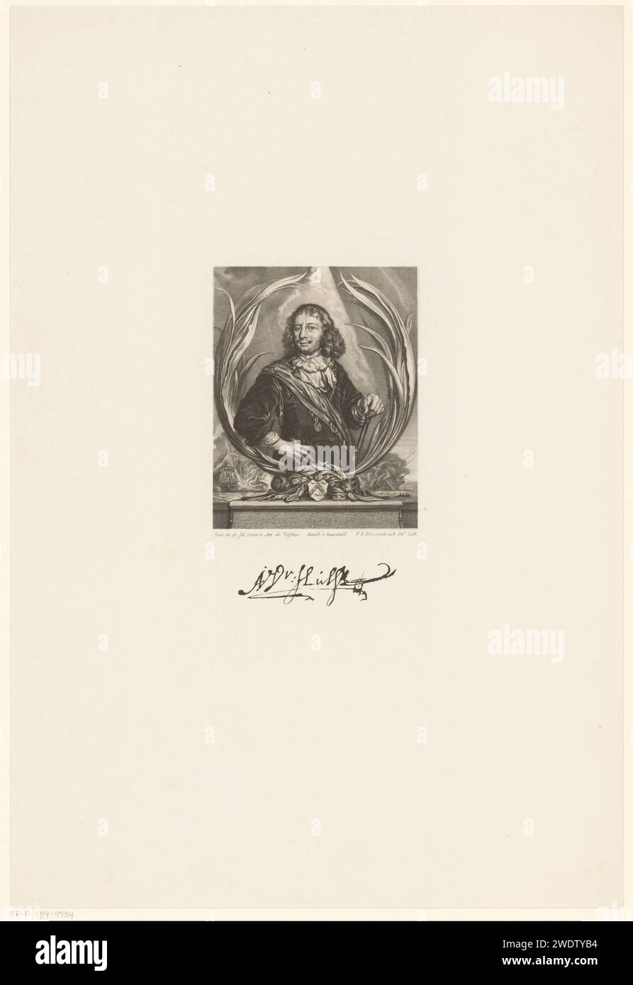 Portrait of Abraham van der Hulst, Frederik Hendrik Weissenbruch, after ...