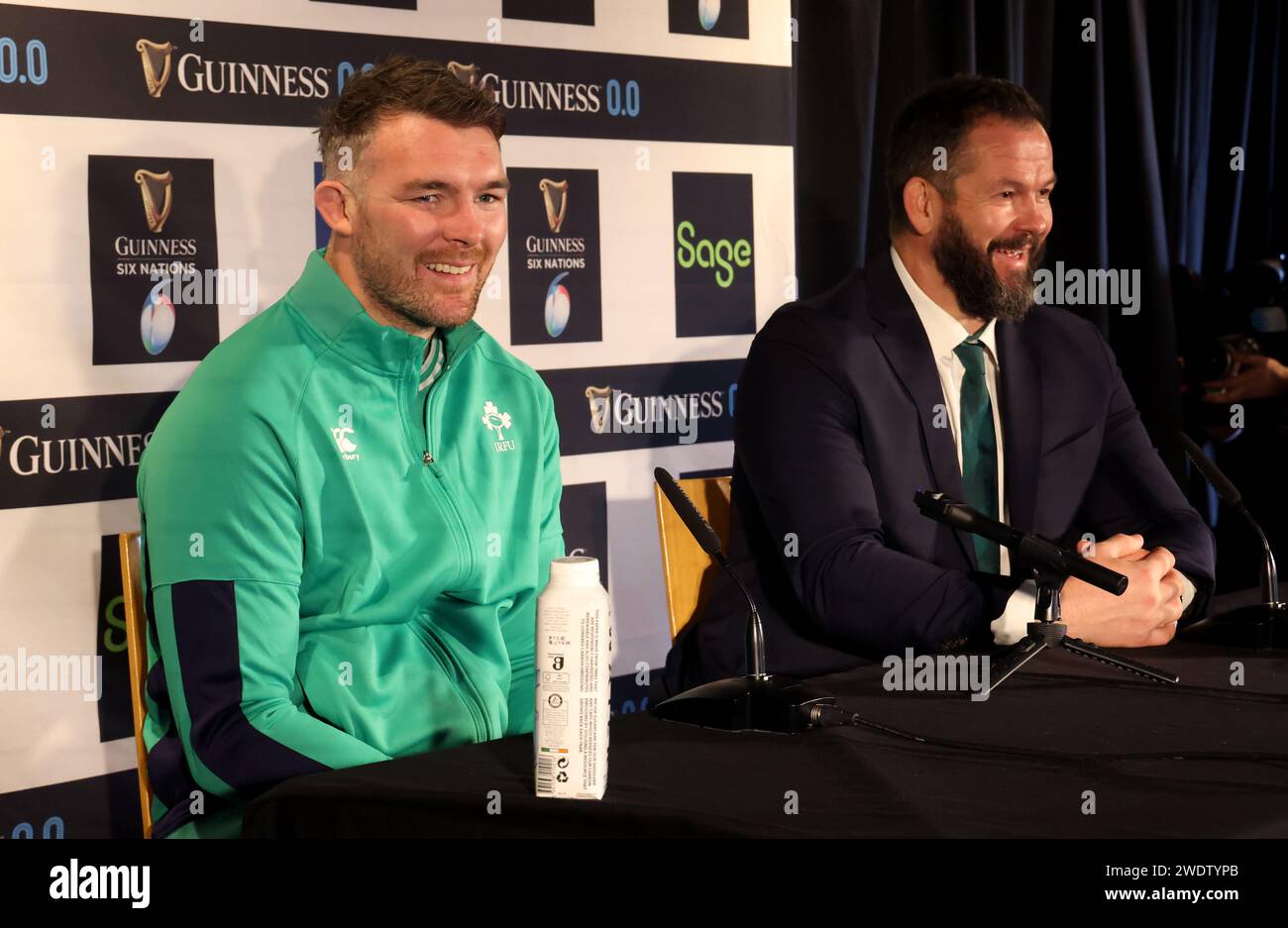 Ireland captain Peter O'Mahony (left) and head coach Andy Farrell during the 2024 Guinness Men's ...