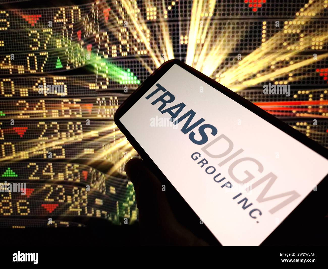 Konskie, Poland - January 21, 2024: TransDigm company logo displayed on ...