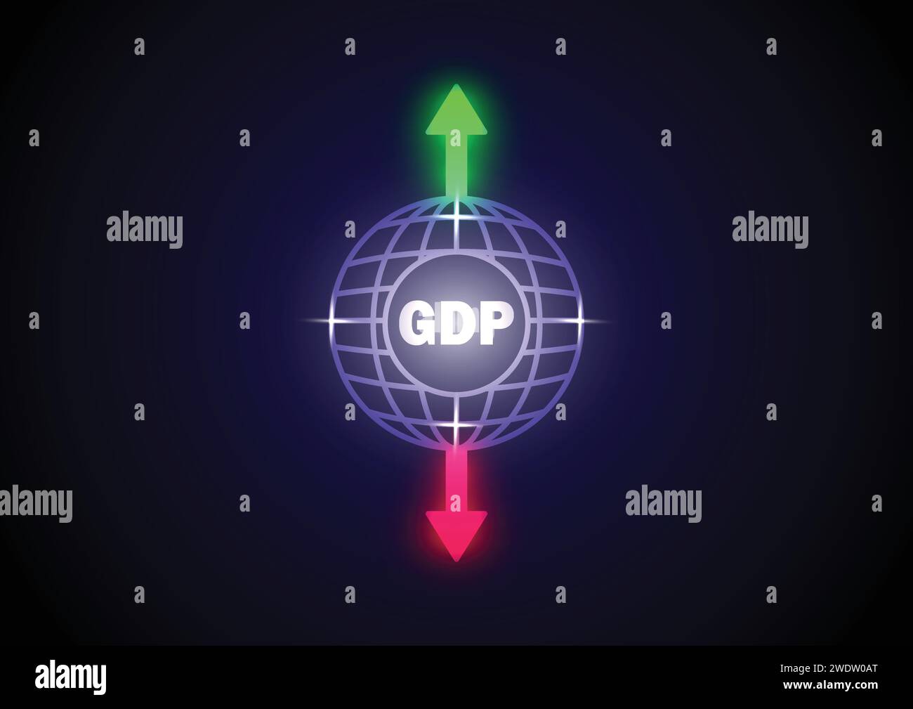 GDP business concept symbol in flat style. Green and red arrow up and ...