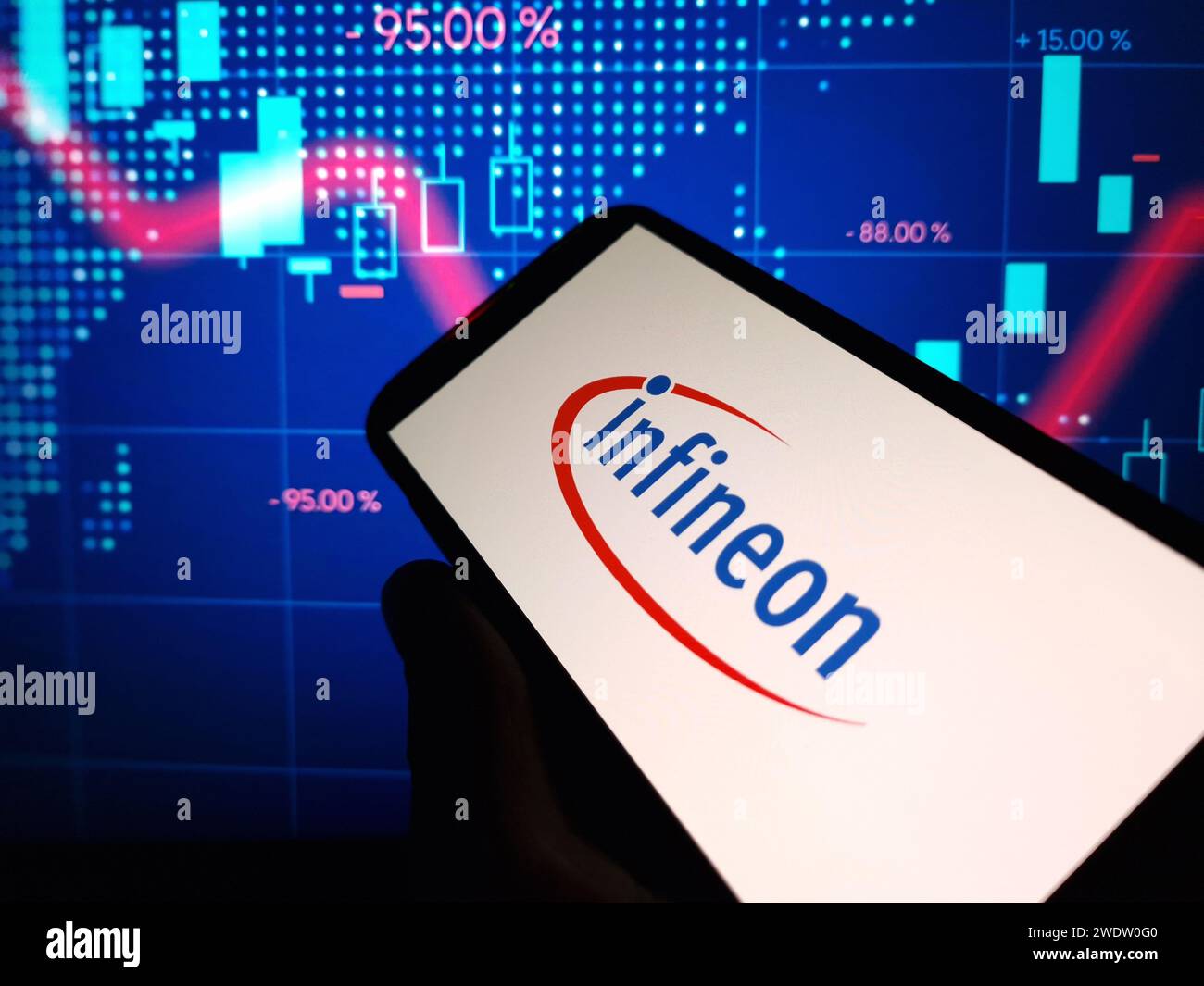 Konskie, Poland - January 21, 2024: Infineon company logo displayed on ...
