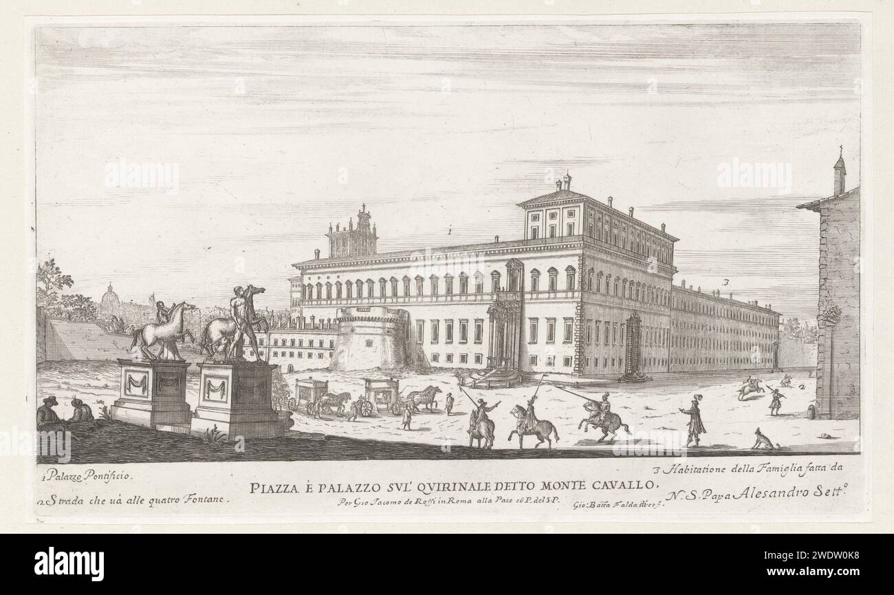 Piazza en Palazzo del Quirinale Te Rome, Giovanni Battista Fonda, 1665 ...