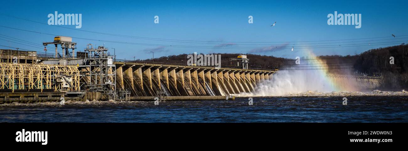 Winter water release at the Hydroelectric Power Conowingo Dam Station ...
