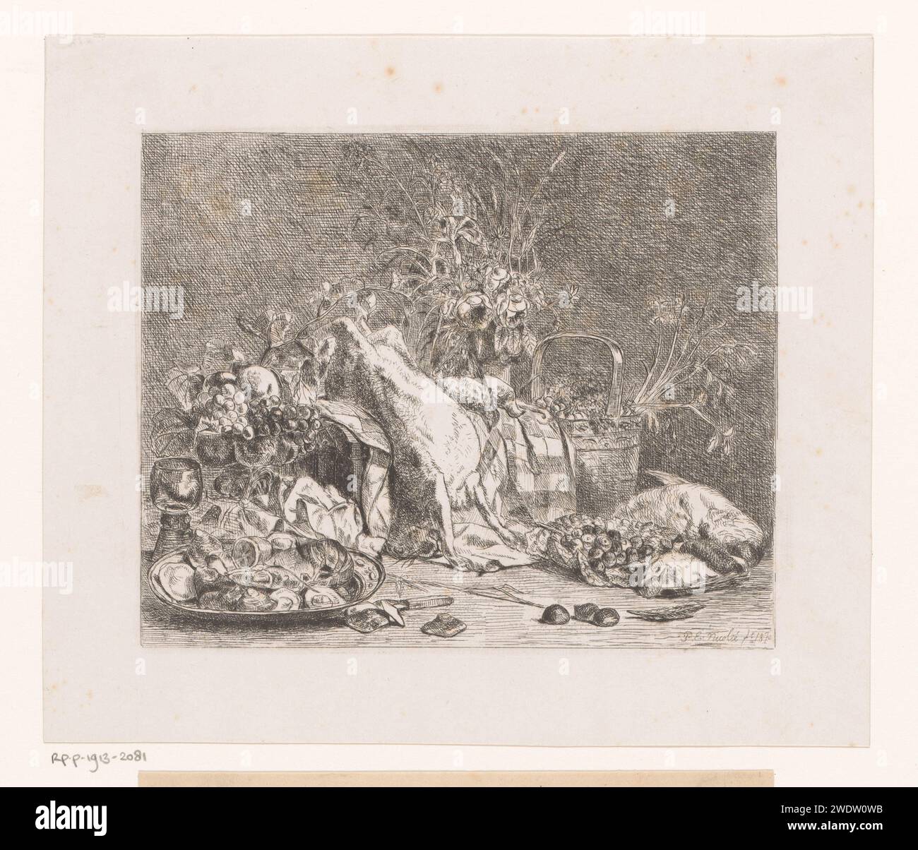 Still life of flowers, fruits and wildlife, Paul Emile Nicolié, 1870 ...