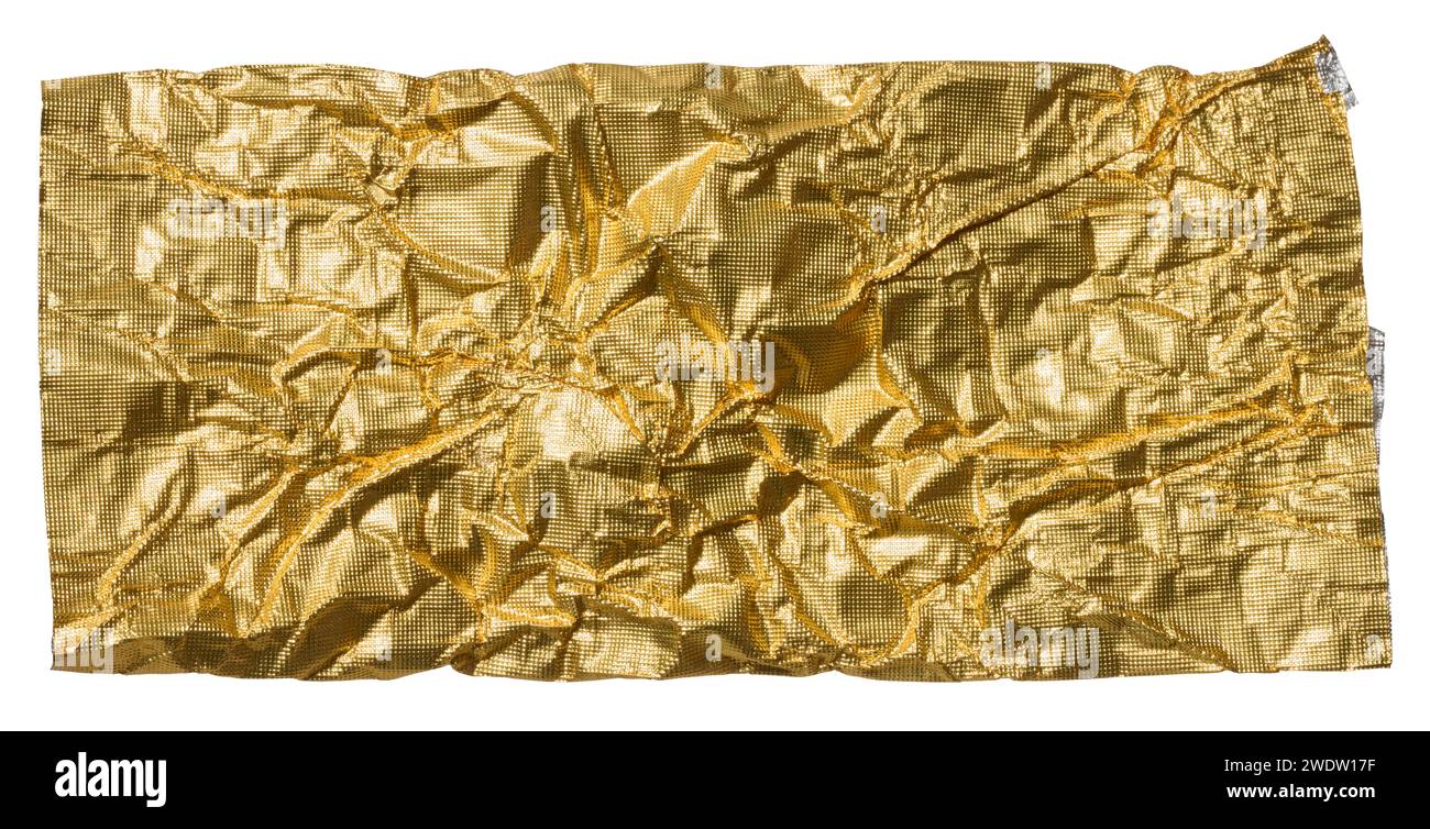 Sheet of golden foil isolated on white background Stock Photo - Alamy