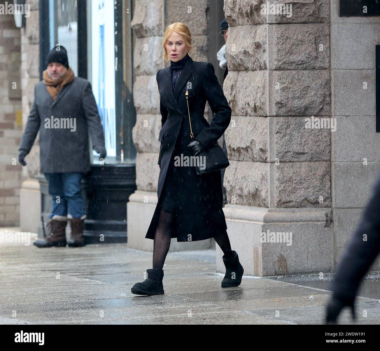 Nicole Kidman pictured filming at the 'Babygirl' set in Downtown Manhattan, New York Featuring ...
