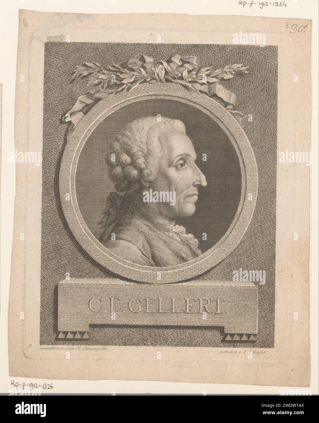 Portrait van Christian Fürchtegott Gellert, Christian Gottlieb Geyser ...