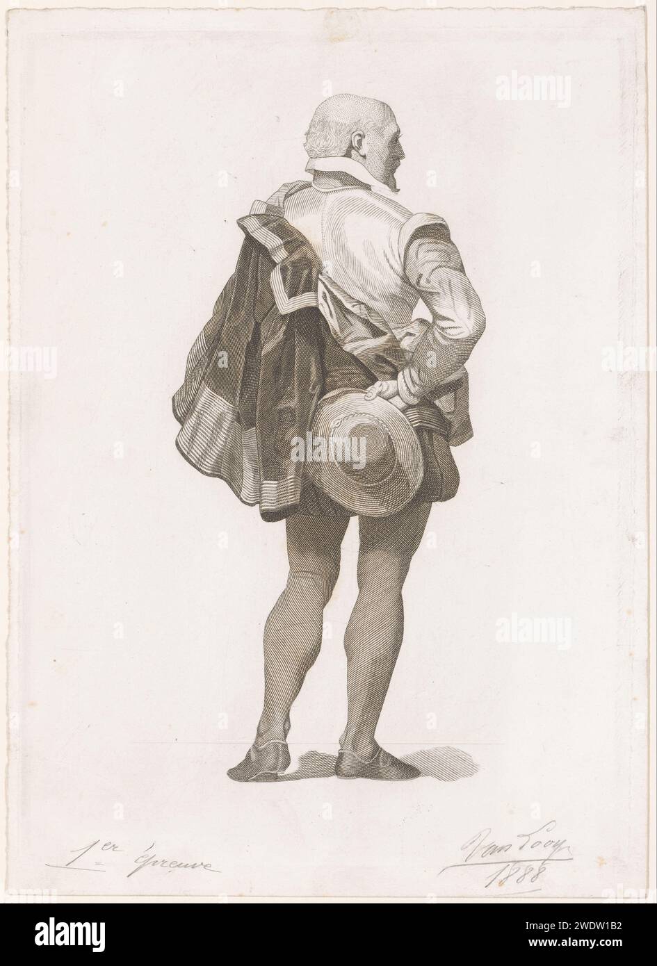 Man in historic clothing, Joseph Edouard van Looy, 1888 print paper ...