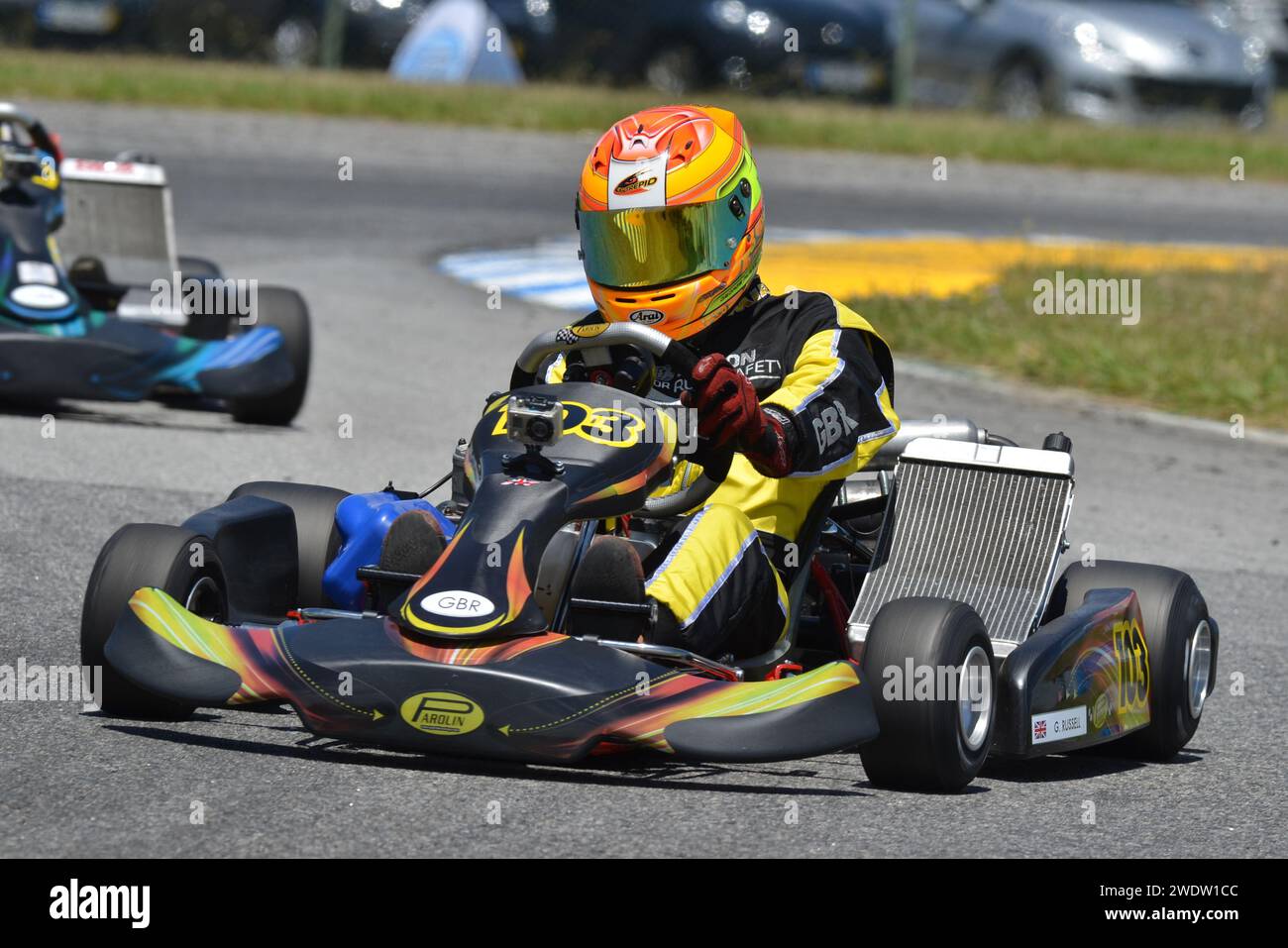 Mercedes F1 driver George Russell seen here in his early karting career ...