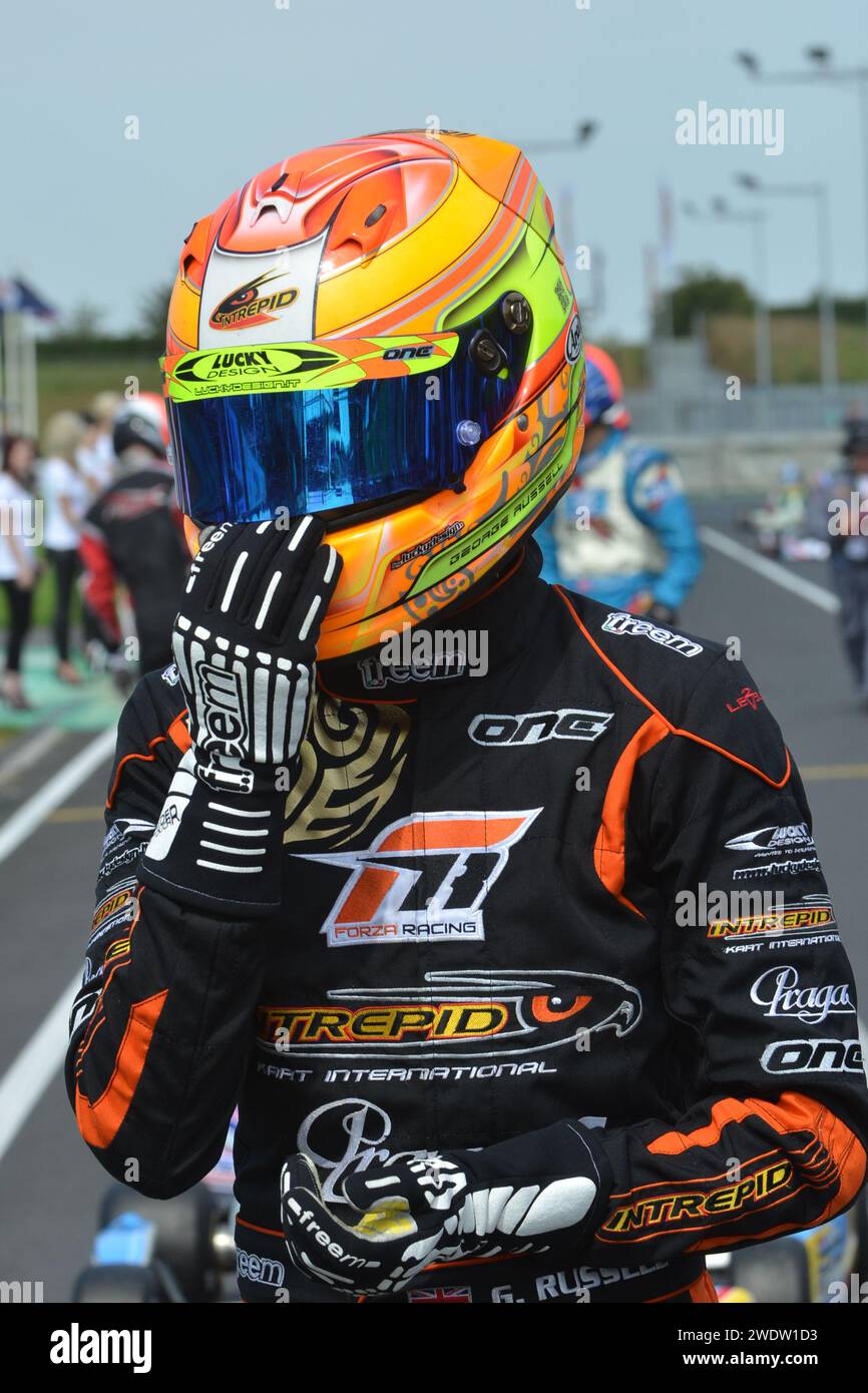 Mercedes F1 driver George Russell seen here in his early karting career ...