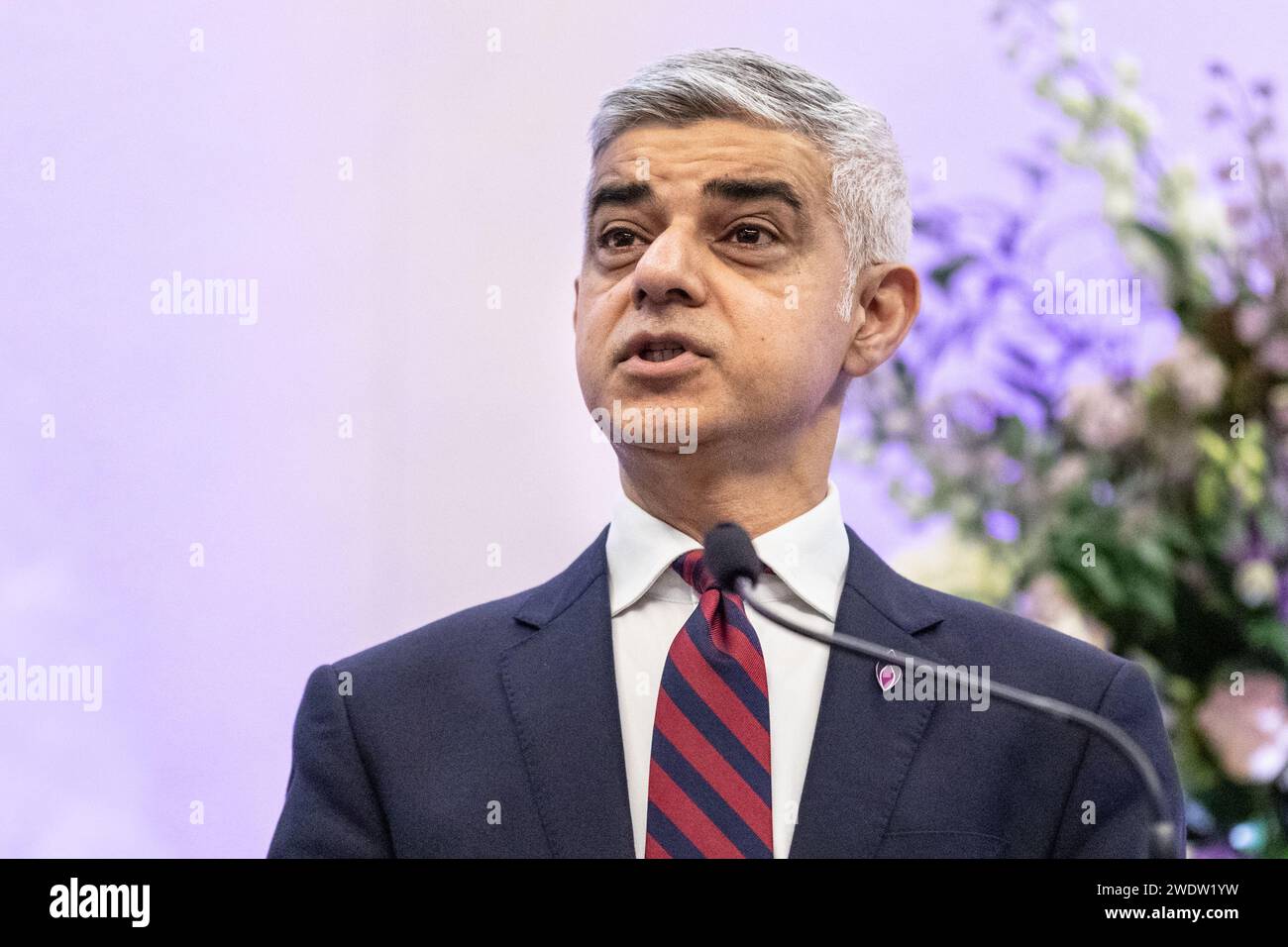 London, UK. 22nd Jan, 2024. Sadiq Khan, Mayor of London, addresses the ...