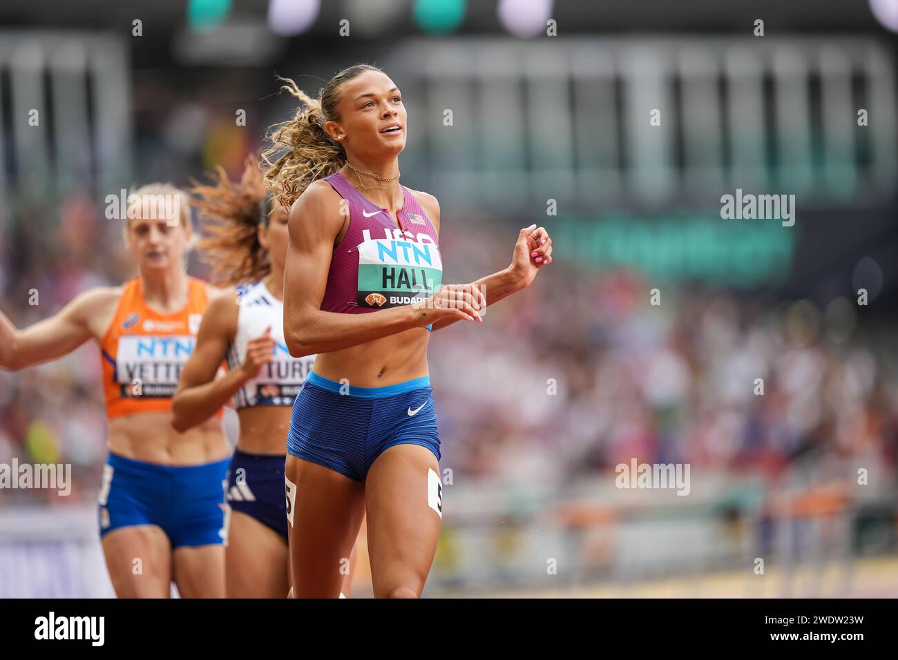 Anna HALL participating in the heptathlon at the World Athletics ...