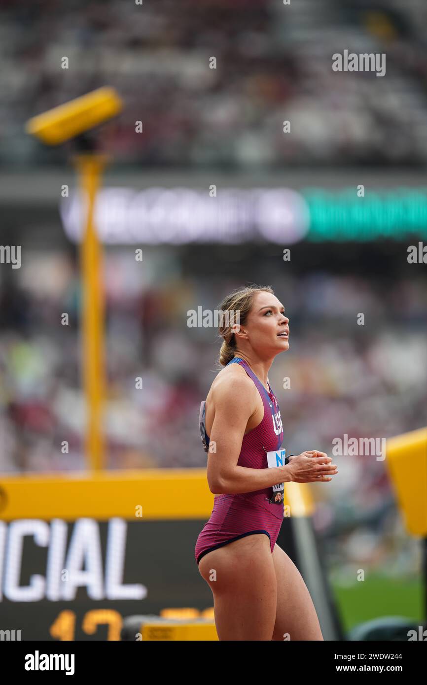 Chari HAWKINS participating in the heptathlon at the World Athletics ...