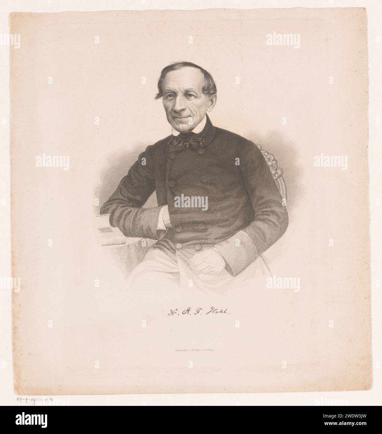 Portrait van Anton Friedrich Hohl, August Weger, 1849 - 1892 print Leipzig paper steel engraving ...