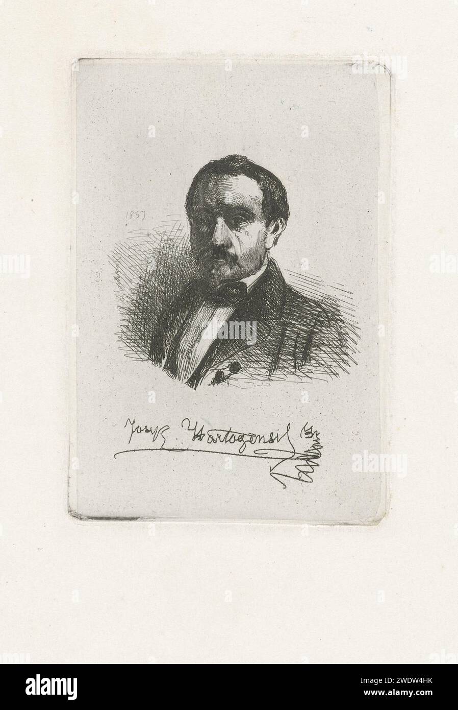Self -portrait of Joseph Hartogensis, Joseph Hartogensis, 1857 print ...