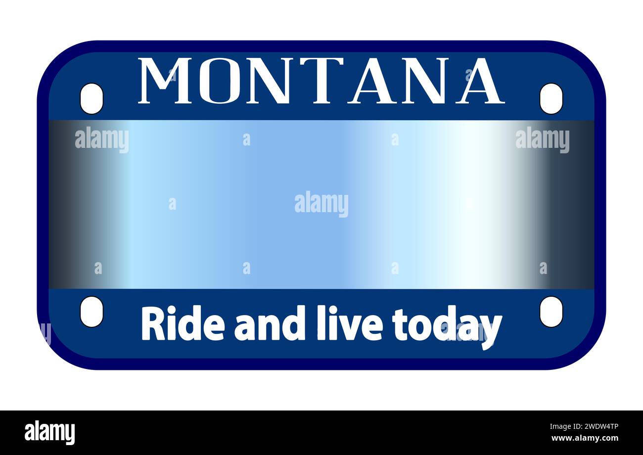 Montana State USA motorcycle licence license plate over a white ...