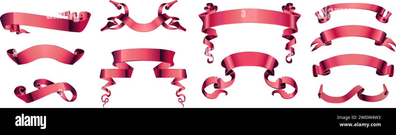 Set of pink color ribbon illustrations Stock Vector Image & Art - Alamy