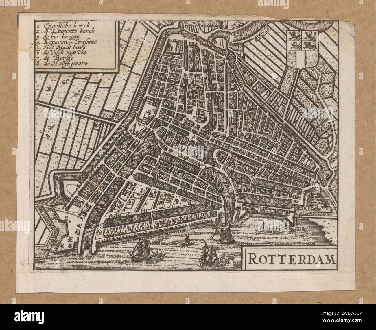 Map of Rotterdam, Anonymous, 1650 - 1700 print paper etching ...