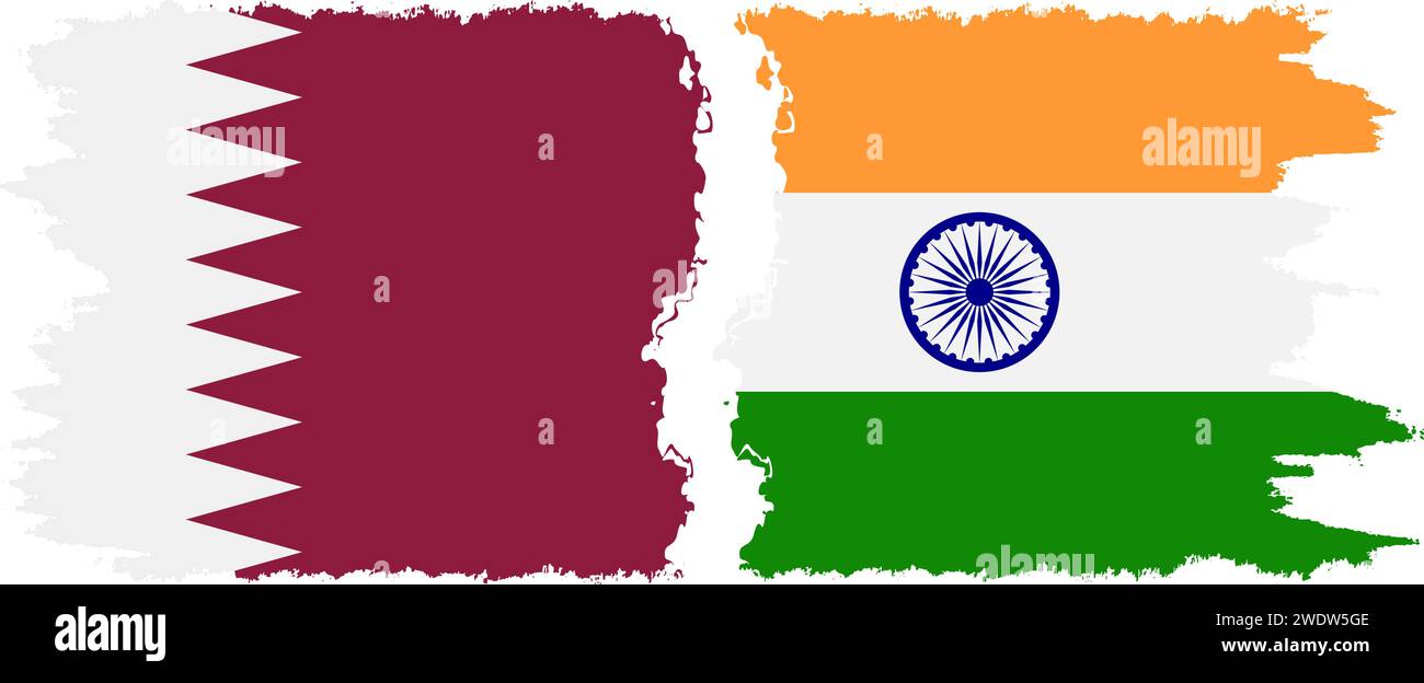 India and Qatar grunge flags connection, vector Stock Vector Image ...