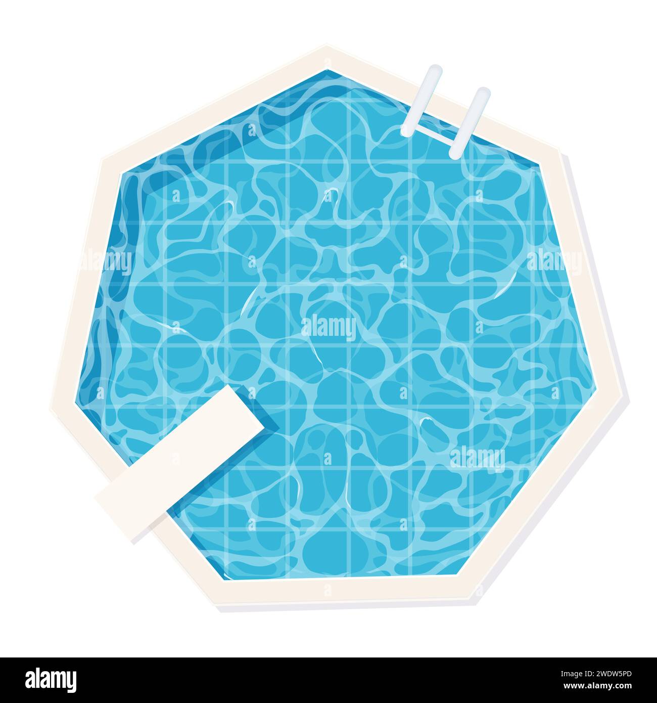 Swimming pool top view in cartoon style isolated on white background ...