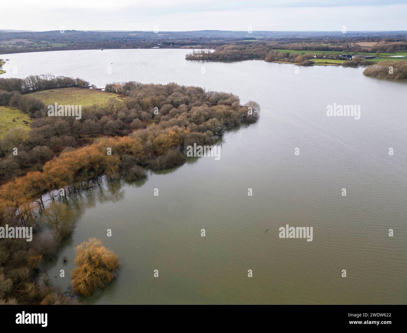 aerial view of bough beech reservoir and nature reserve. Popular with ...