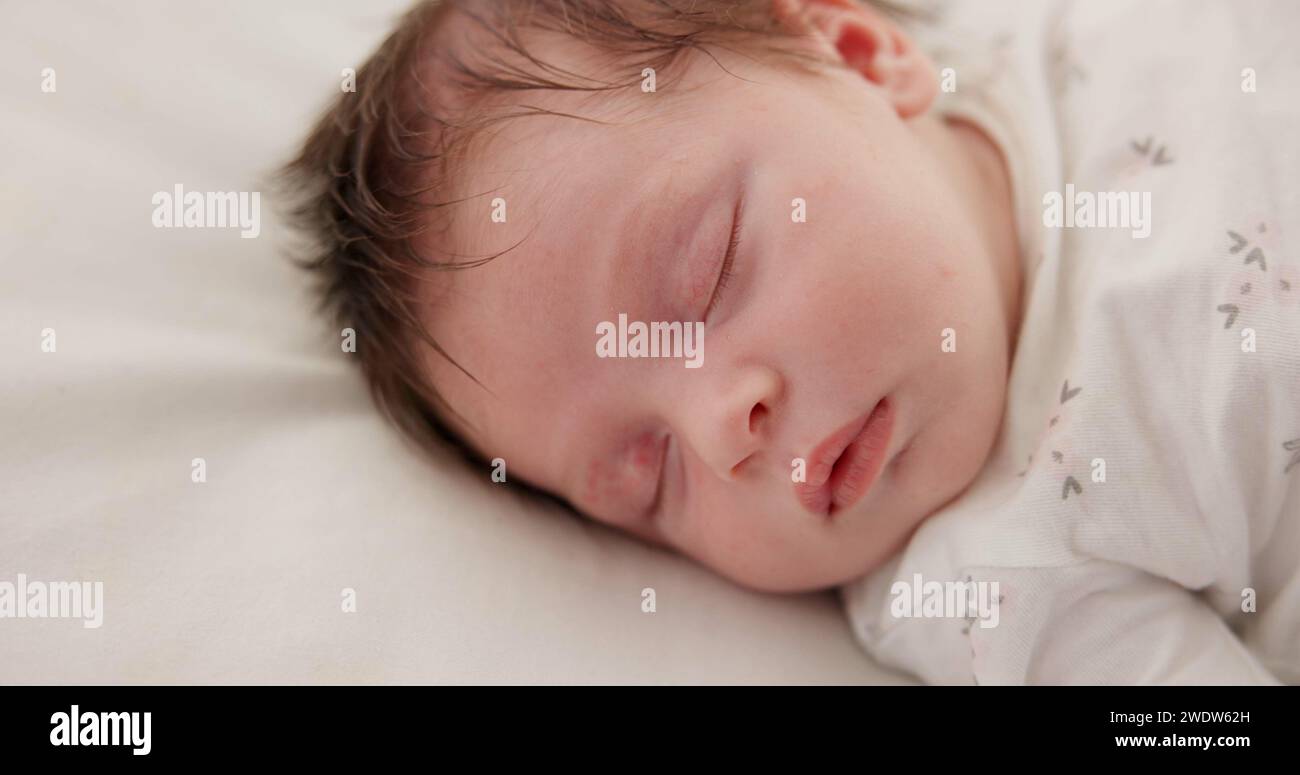 Baby, sleep and nursery room bed with morning, nap and dreaming of a ...